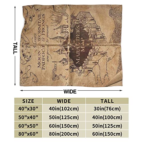 Fleece Throw Blanket for Couch Sofa or Bed, Mar-auders Map Soft Fuzzy Plush Blanket, Luxury Flannel Lap Blanket, Super Cozy and Comfy for All Seasons 80x60 inch