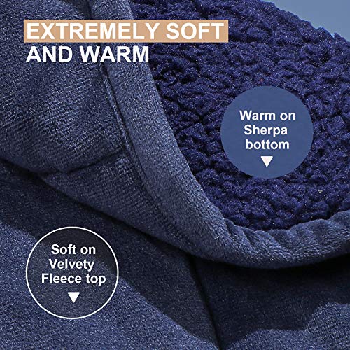 Argstar Sherpa Fleece Weighted Blanket for Adults 15 Lbs On Queen Bed, Soft Cozy Fuzzy Heavy Blankets with Premium Glass Beads, 60"x80", Navy.