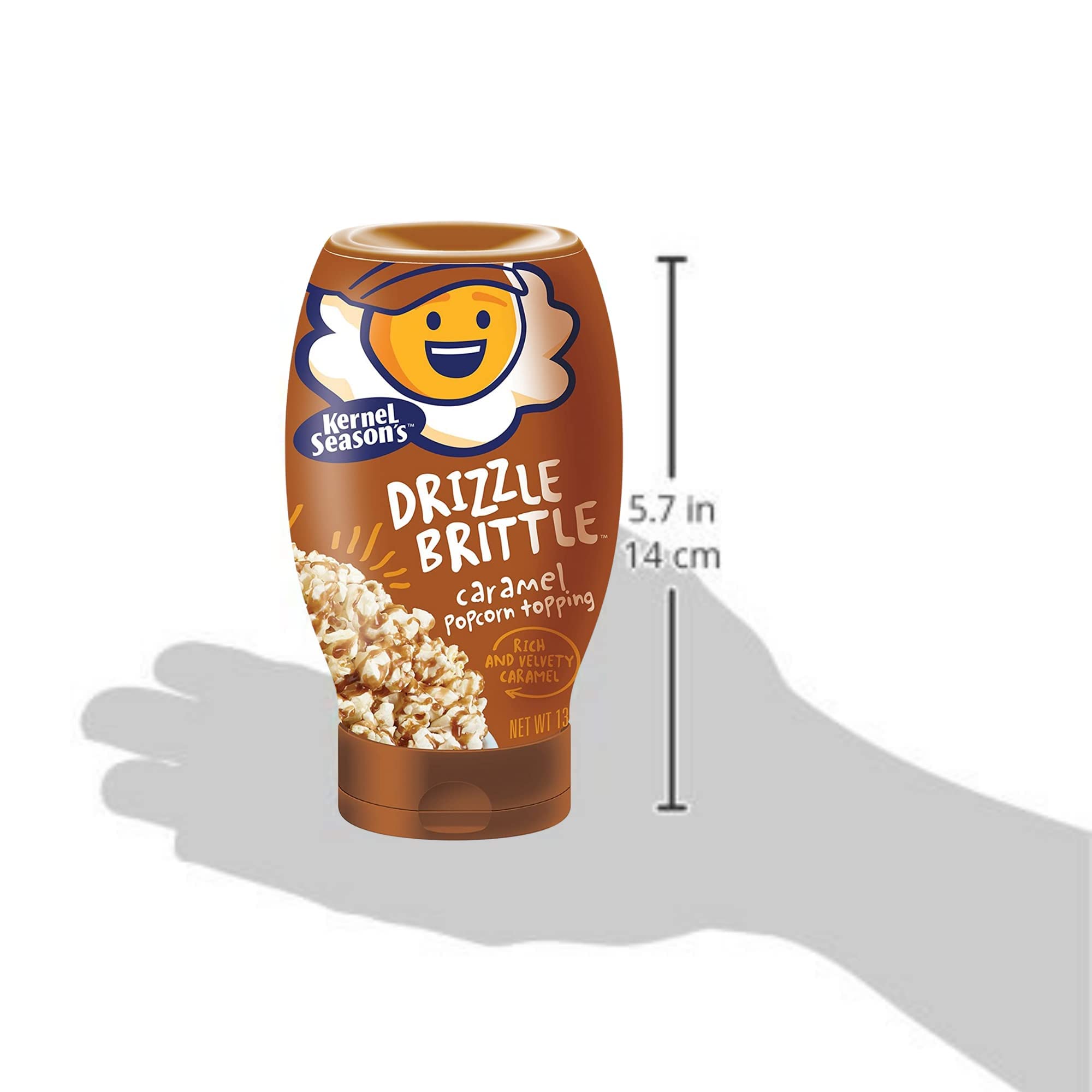 Popcorn Drizzle Sauce Bundle. Includes Two-13.1 Oz Kernel Seasons Drizzle Brittle Popcorn Topping. One Each Flavor: Caramel Drizzle and Chocolate Drizzle. Comes With a BELLATAVO Fridge Magnet!