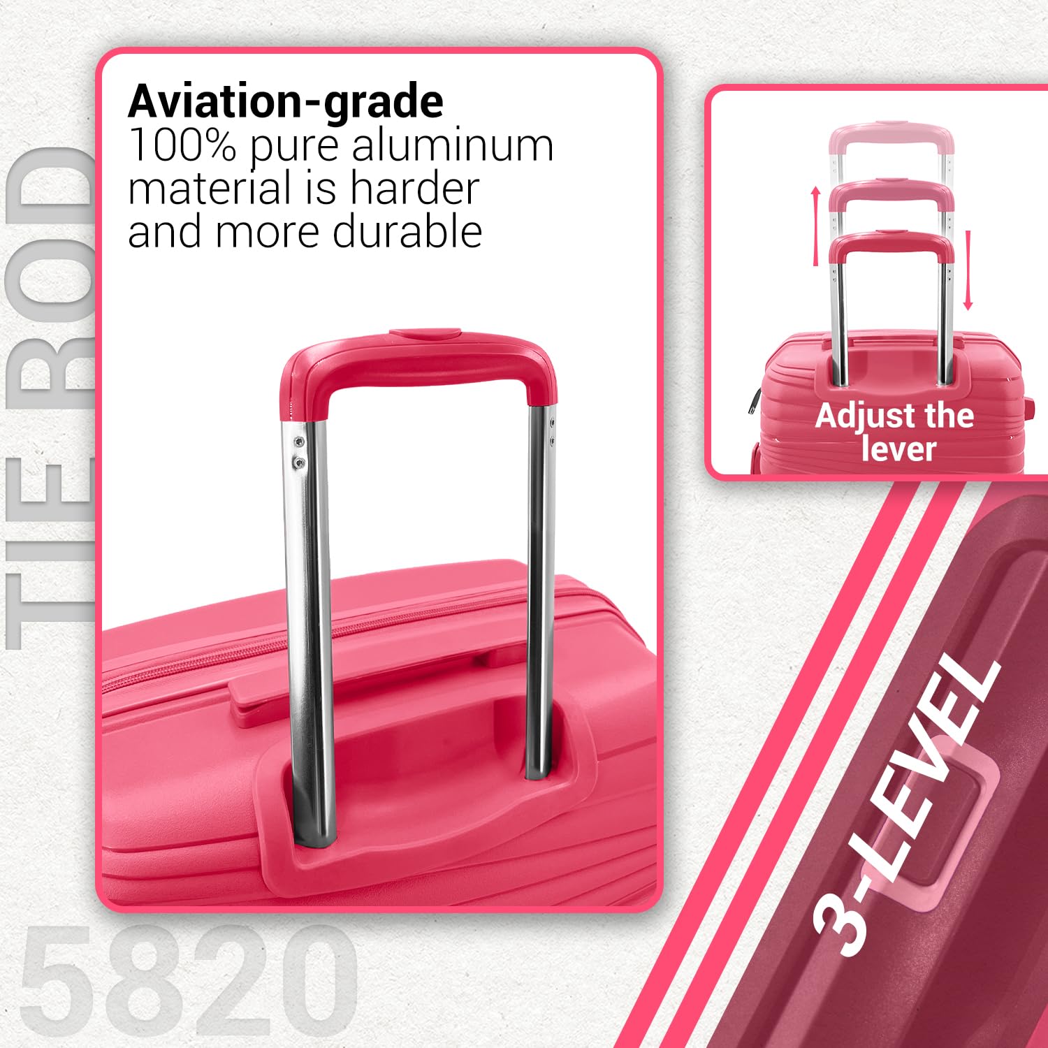 LEAVES KING Luggage 4 Piece Sets, Hard Shell Lightweight Carry on Expandable Suitcase with Spinner Wheels Travel Set for Men Women (14/20/24/28, Peach Pink)