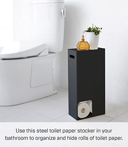 Yamazaki Home Bathroom Tissue Storage Stand | Steel | Toilet Paper Stocker, One Size, Black
