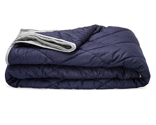 Aura Premium Weighted Blanket, Silky Cotton, Gray/Navy, Queen Size, 20lbs