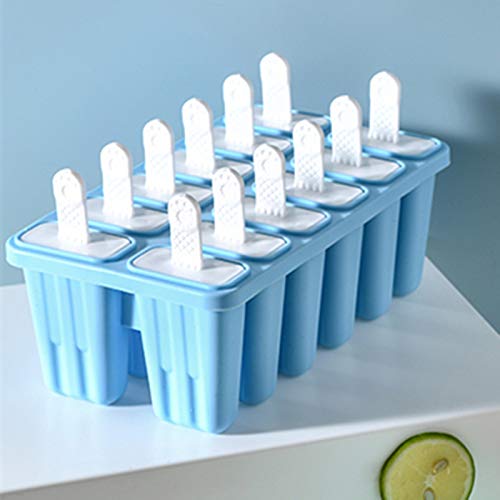 Popsicle Molds,Popsicle Mold12 Pieces Silicone Ice Pop Popsicle Easy Release (12 Cavities, Light Blue)