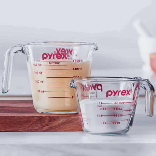 Pyrex Prepware 1-Cup and 2-Cup Glass Measuring Cup Set, with Supreme Box Safe Packageā¦