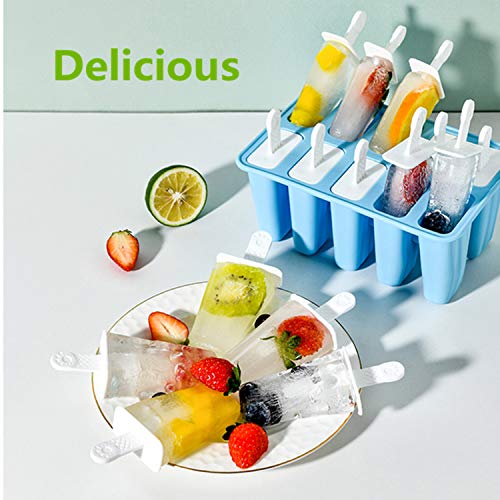 Popsicle Molds,Popsicle Mold12 Pieces Silicone Ice Pop Popsicle Easy Release (12 Cavities, Light Blue)
