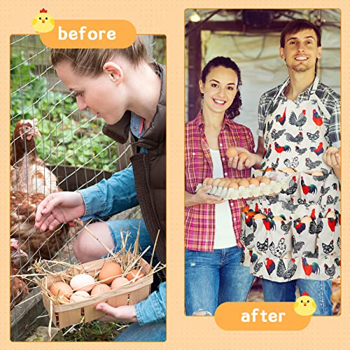 2 Pcs Egg Apron for Fresh Eggs Hen Duck Goose Eggs Holder Aprons Adjustable Gathering Apron with Pockets for Home Kitchen (Classic)