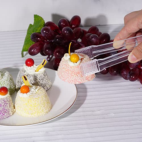 10 Pcs Plastic Buffet Serving Tongs, Clear Kitchen Tongs Mini Serving Utensil Tongs for Food Ice Salad Buffet Barbecue Cookies, 6.3 Inches