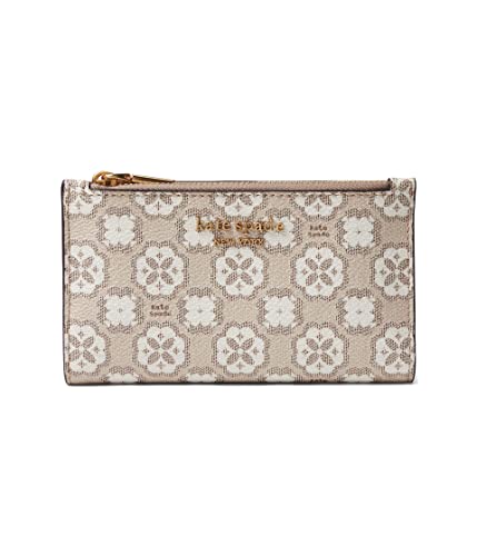 kate spade new york Spade Flower Monogram Coated Canvas Small Slim Bifold Wallet Natural Multi One Size