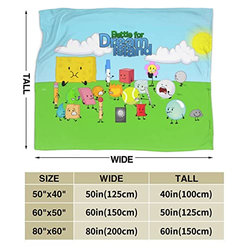 Bfdi-Battle for Dream-Island Plush Blanket Ultra-Soft Flannel Throw 3D Printing Fuzzy Blankets for Adults Kids (50"x40", Black)
