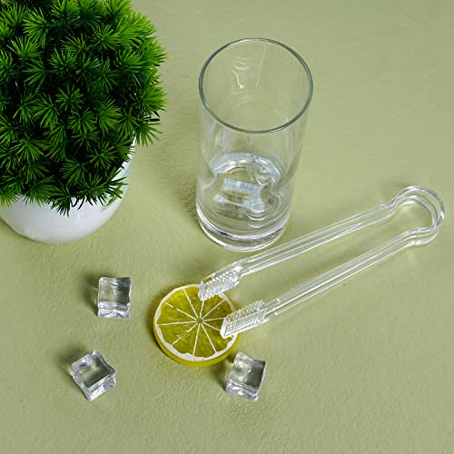 10 Pcs Plastic Buffet Serving Tongs, Clear Kitchen Tongs Mini Serving Utensil Tongs for Food Ice Salad Buffet Barbecue Cookies, 6.3 Inches