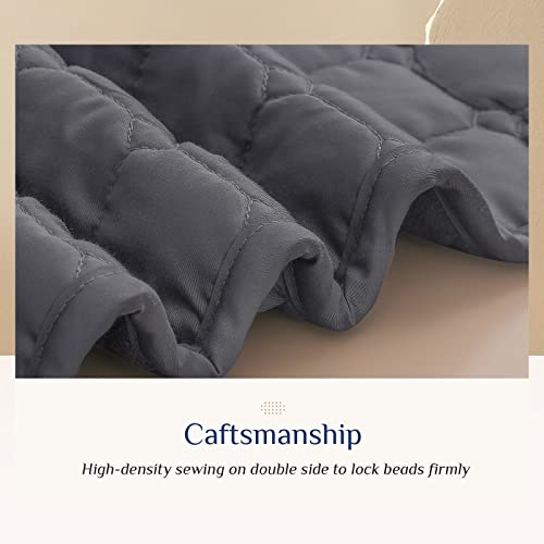 Argstar Cooling Bamboo&Cozy Fleece Weighted Blanket for Adult 15 Lbs on Twin/Full Bed, Small Compartments, Diamond Grid Pattern, Reversible Heavy Blankets with Premium Glass Beads, 48"x72", Dark Grey.