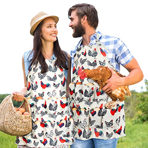 2 Pcs Egg Apron for Fresh Eggs Hen Duck Goose Eggs Holder Aprons Adjustable Gathering Apron with Pockets for Home Kitchen (Classic)