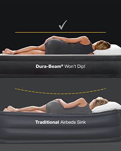 INTEX 64125ED Dura-Beam Plus Essential Rest Air Mattress: Fiber-Tech β Queen Size β Built-in Electric Pump β 18in Bed Height β 600lb Weight Capacity
