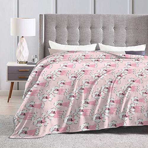 Yulimin Pink Poodle Dog Cute Art Full Fleece Throw Cloak Wearable Blanket Nursery Bedroom Bedding Decor Decorations Queen King Size Flannel Fluffy Plush Soft Cozy Comforter Quilt