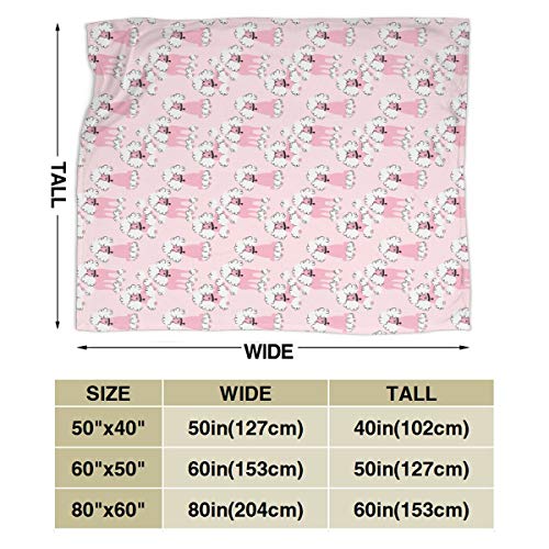 Yulimin Pink Poodle Dog Cute Art Full Fleece Throw Cloak Wearable Blanket Nursery Bedroom Bedding Decor Decorations Queen King Size Flannel Fluffy Plush Soft Cozy Comforter Quilt