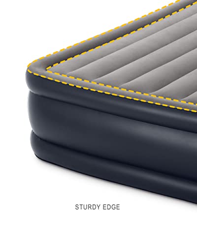 INTEX 64125ED Dura-Beam Plus Essential Rest Air Mattress: Fiber-Tech β Queen Size β Built-in Electric Pump β 18in Bed Height β 600lb Weight Capacity