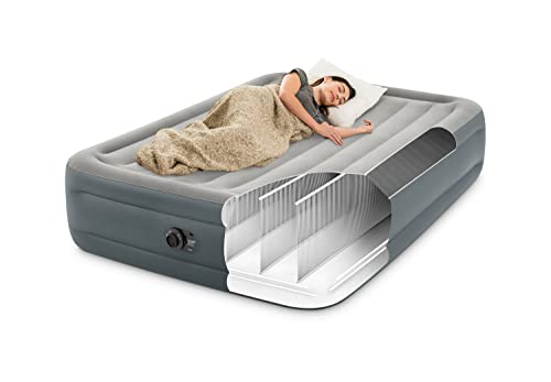 INTEX 64125ED Dura-Beam Plus Essential Rest Air Mattress: Fiber-Tech β Queen Size β Built-in Electric Pump β 18in Bed Height β 600lb Weight Capacity