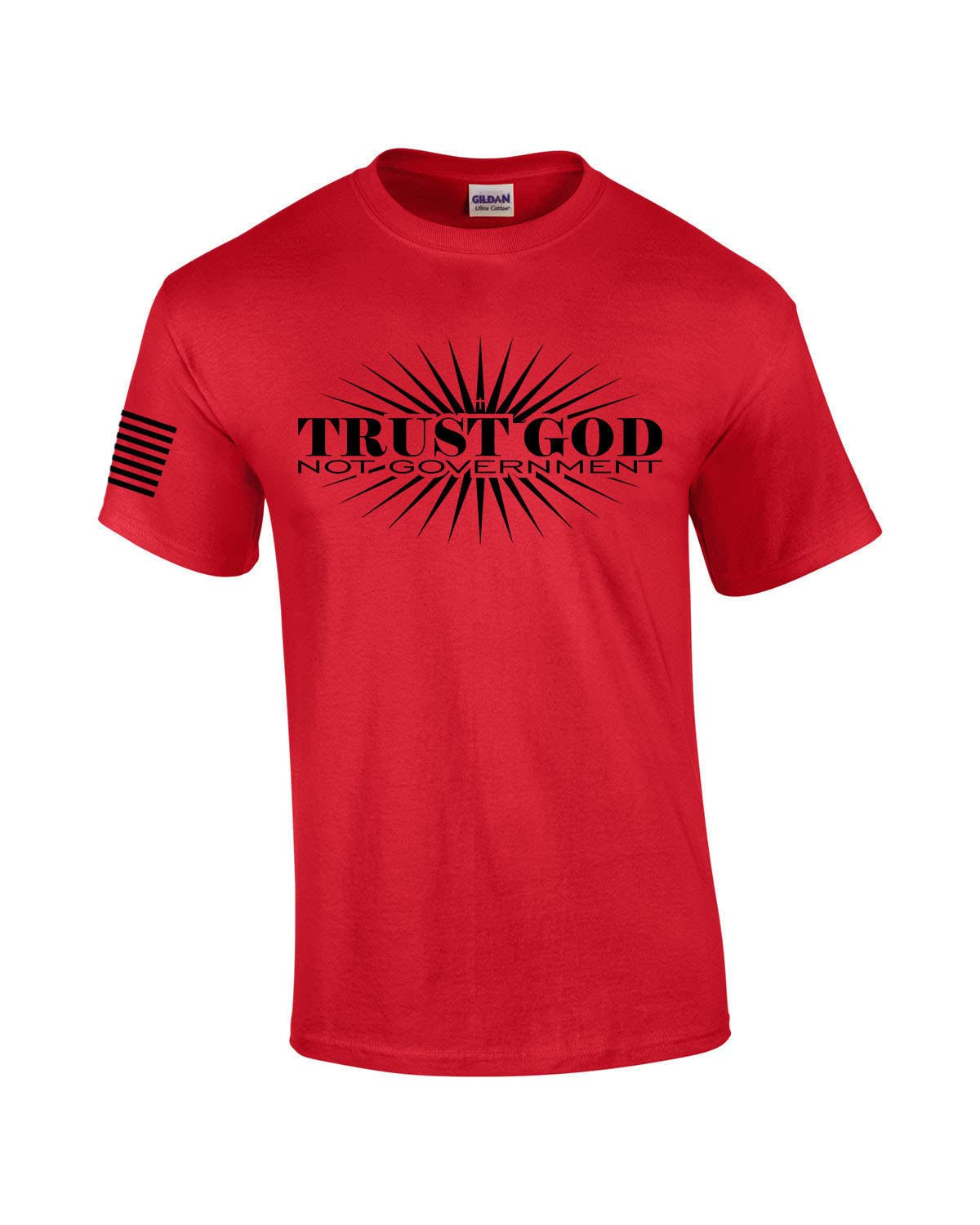 Trenz Shirt Company Trust God Not Government Christian American Flag Mens Christian Short Sleeve T-Shirt -Red-Large