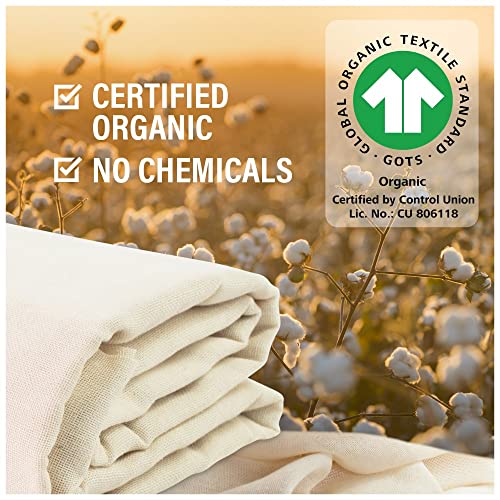 Organic Unbleached Cotton Cheesecloth for Straining, GOTS Certified, Fine Reusable Strainer β Large 18 Sq.ft.