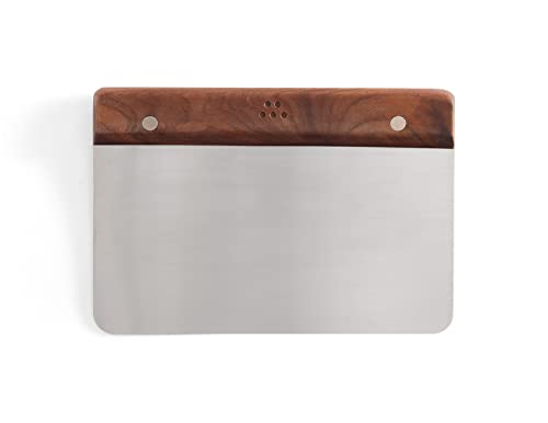 Misen Bench Scraper for Baking & Cooking - Food Scraper Tool - Stainless Steel Scraper Tool for Kitchen Use, Walnut