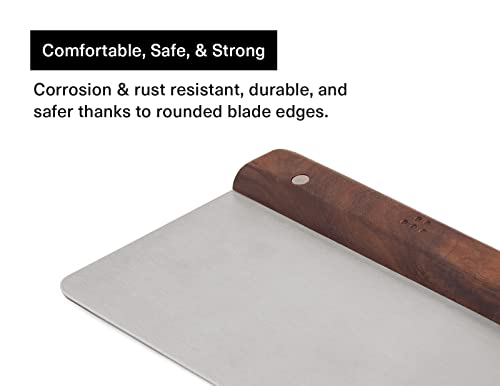 Misen Bench Scraper for Baking & Cooking - Food Scraper Tool - Stainless Steel Scraper Tool for Kitchen Use, Walnut