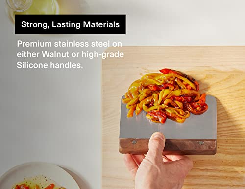 Misen Bench Scraper for Baking & Cooking - Food Scraper Tool - Stainless Steel Scraper Tool for Kitchen Use, Walnut