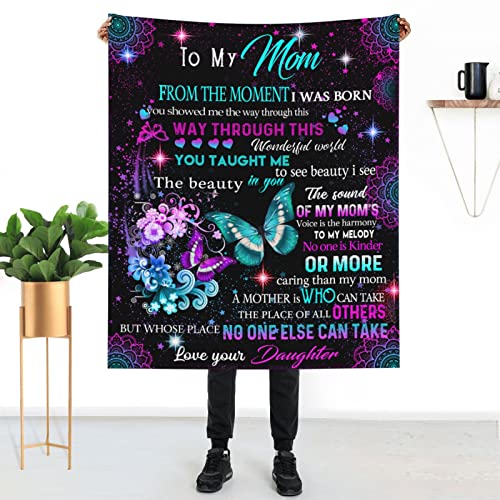 Gifts for Mom, Throw Blanket to My Mom from Daughter ,Blanket Flannel Blankets Comfortable Couch Ultra Soft Plush Bed Warm Blanket for Adults 60X50 Inch (mom)