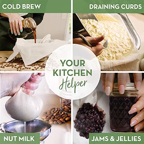Organic Unbleached Cotton Cheesecloth for Straining, GOTS Certified, Fine Reusable Strainer β Large 18 Sq.ft.