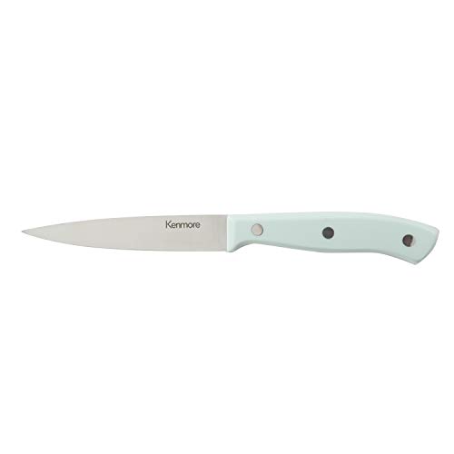 Kenmore Kane Stainless Steel Forged Triple Riveted Cutlery Knife Block Set, 14-Piece, Glacier Blue