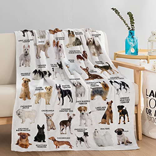 Dog Blanket for Adult Mens Womens, Ultra Soft Dog Throw Blanket for Dog Lovers, Lightweight Warm Cozy Blanket with Dog Pattern Plush Gifts for Christmas Thanksgiving Bed Couch Sofa 60x80in