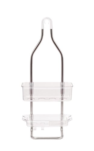 iDesign Brushed Stainless Steel Zia Shower Caddy, Clear