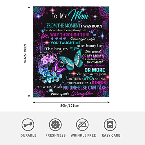 Gifts for Mom, Throw Blanket to My Mom from Daughter ,Blanket Flannel Blankets Comfortable Couch Ultra Soft Plush Bed Warm Blanket for Adults 60X50 Inch (mom)