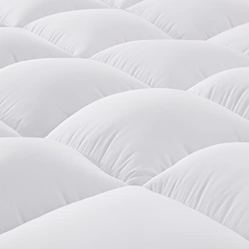 Mattress Pad King Size, Premium Soft Quilted Extra Thick Pillow Top Mattress Topper with Fluffy Down Alternative Fill,Mattress Cover with Elastic Deep Pocket, Strethes Up to 21β