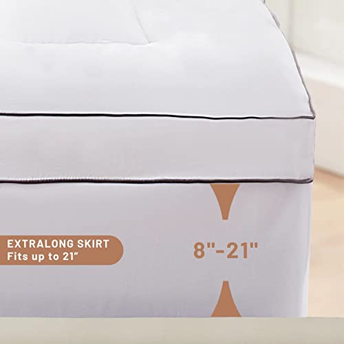 Mattress Pad King Size, Premium Soft Quilted Extra Thick Pillow Top Mattress Topper with Fluffy Down Alternative Fill,Mattress Cover with Elastic Deep Pocket, Strethes Up to 21β
