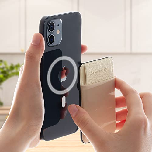 Sinjimoru Privacy Cover Magnetic Card Holder, Magnetic Phone Wallet Stick on as Credit Card Holder Compatible with iPhone 16 15 14 13 12 Series. M-Flap Red