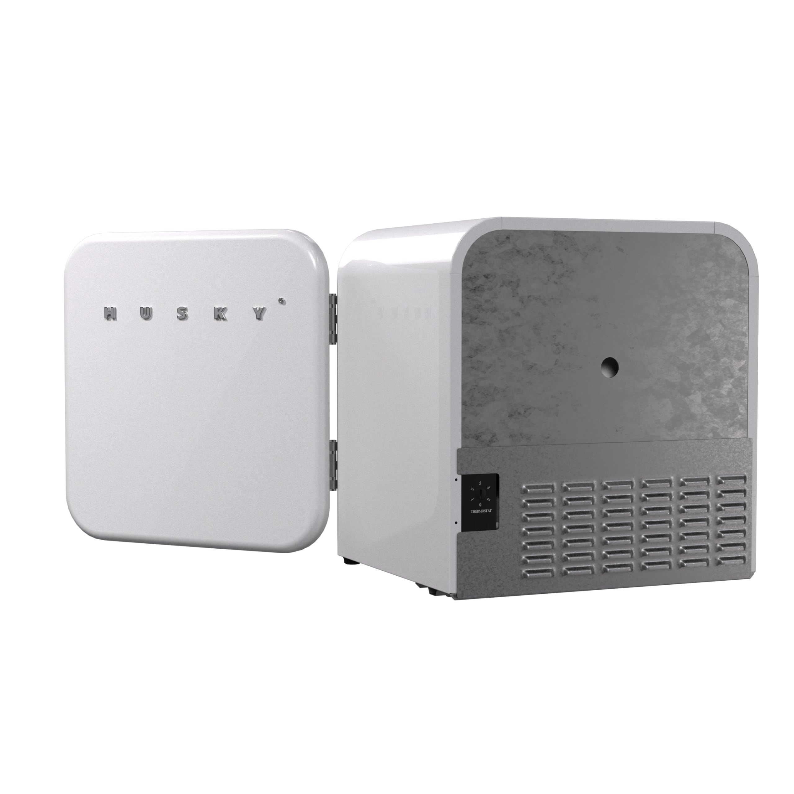 Husky Premium White Retro Mini Refrigerator with 1.5 Cu.ft./43L Capacity, Countertop Mini Fridge with Reversible Door, Retro Mini Fridge, Freestanding Retro Small Fridge for Bedroom, Bar, and Office