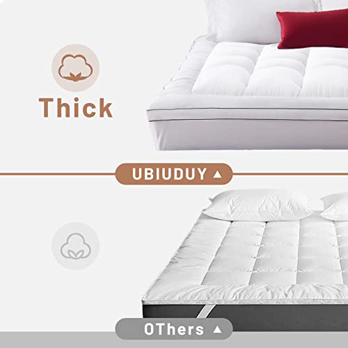 Mattress Pad King Size, Premium Soft Quilted Extra Thick Pillow Top Mattress Topper with Fluffy Down Alternative Fill,Mattress Cover with Elastic Deep Pocket, Strethes Up to 21β