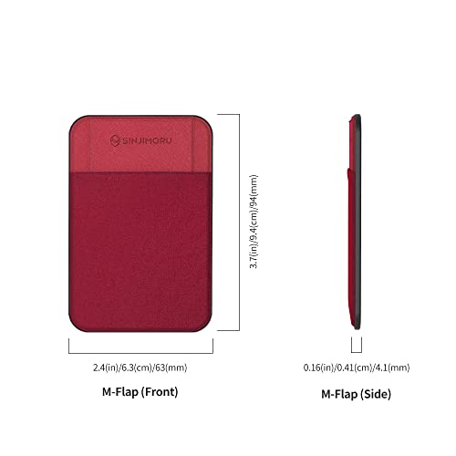 Sinjimoru Privacy Cover Magnetic Card Holder, Magnetic Phone Wallet Stick on as Credit Card Holder Compatible with iPhone 16 15 14 13 12 Series. M-Flap Red