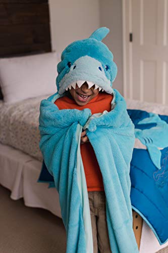 Soft Landing | Everyday Escapes | Character Hooded & Weighted Blanket – Removable 3 lbs. Weights – Ocean Shark