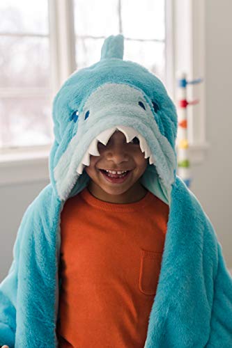 Soft Landing | Everyday Escapes | Character Hooded & Weighted Blanket – Removable 3 lbs. Weights – Ocean Shark