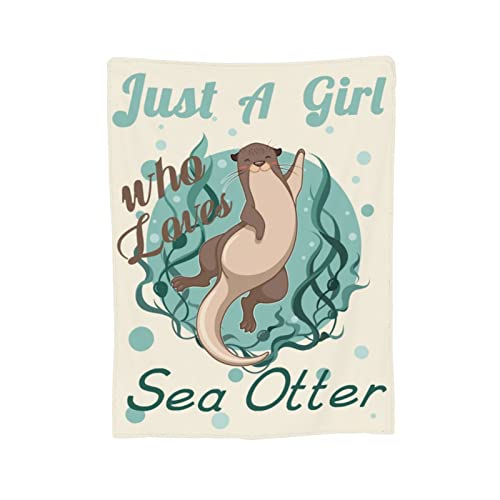 Sea Otter Throw Blanket Soft Flannel Blanket Lightweight Microfiber Blanket for Room Bed Sofa 50"X40" Inches