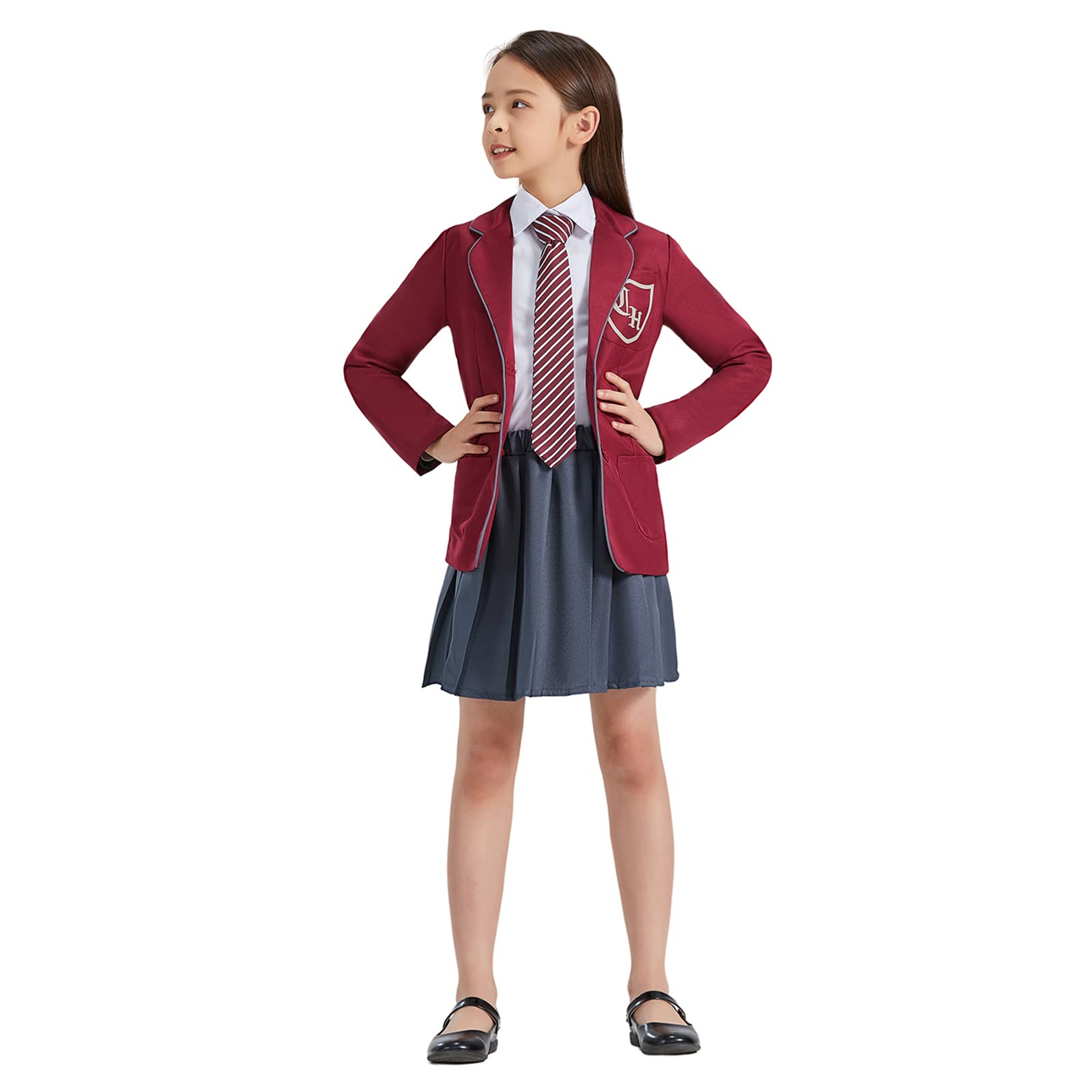 AwwwCos Matilda the Musical Cosplay Red Costume School Girl Dress Uniform Suit Skirt Tie Halloween Party Outfit Kids