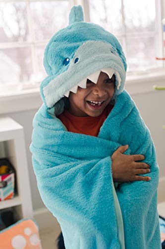 Soft Landing | Everyday Escapes | Character Hooded & Weighted Blanket – Removable 3 lbs. Weights – Ocean Shark