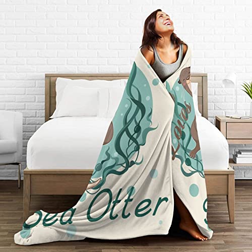 Sea Otter Throw Blanket Soft Flannel Blanket Lightweight Microfiber Blanket for Room Bed Sofa 50"X40" Inches