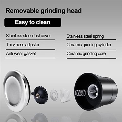 Fillable Stainless Steel Grinder - Aadjustable Black Pepper Grinder, Long Lasting Fresh Keeping Spice Grinder, High Glass Blender That Can Be Used for Pepper, Cumin, Sea Salt, Mung Bean (High)