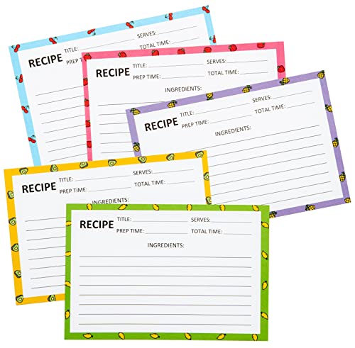 Recipe Cards 50 PCS 4x6inch Double Sided Thick Card Stock 5 Fruit Design Fit with Recipe Binder Recipe Box Gift for Bridal Shower Wedding Housewarming