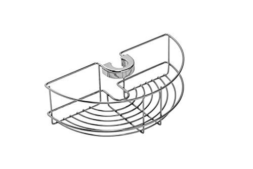 Croydex Chrome Easy to Fit Riser Rail Basket Shower Storage, 5 Year Rust Free Guarantee