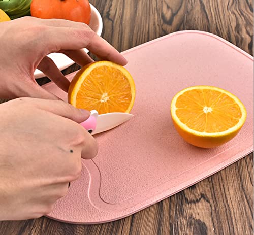 3 Pack Mini Kitchen Cutting Board Set Small Fruit Cutting Board Wheat Straw Plastic Cutting Boards Mats Dishwasher Safe, Juice Grooves, Thicker Boards Easy Grip Handle, Non Porous(13 Inch x 8.5 Inch)
