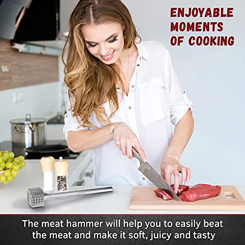 Meat Tenderizer 1 pcs - Aluminium Meat Mallet - Dual-Sided Meat Tenderizer Tool Kitchen Meat Pounder Home Meat Hammer for Tenderizing Ice Steak - Stainless Veal & Chicken Safe Meat Beater 1309479
