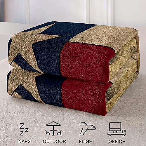 LUVIVIHOME Western Throw Blanket, Texas Flag Cattle Bull Bluebonnet Ranch Wild West Rodeo Cowboy Blanket, Cozy Soft Lightweight Fluffy Fuzzy Warm Plush Flannel Fleece Blanket for Couch, Sofa, 40"x50"